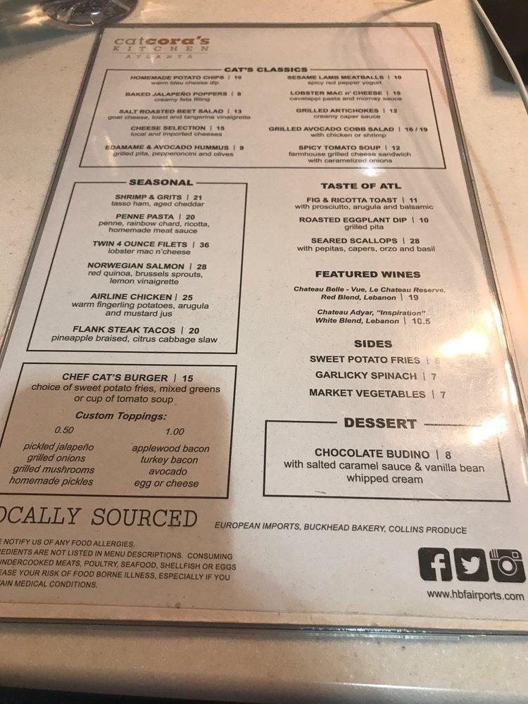 Menu at Cat Cora’s desserts, Atlanta, N Terminal Pkwy