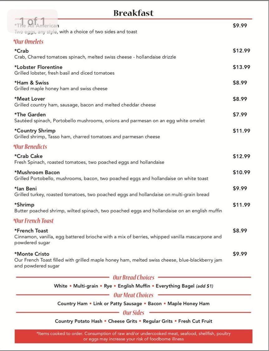 Menu at New Day Cafe, Leland