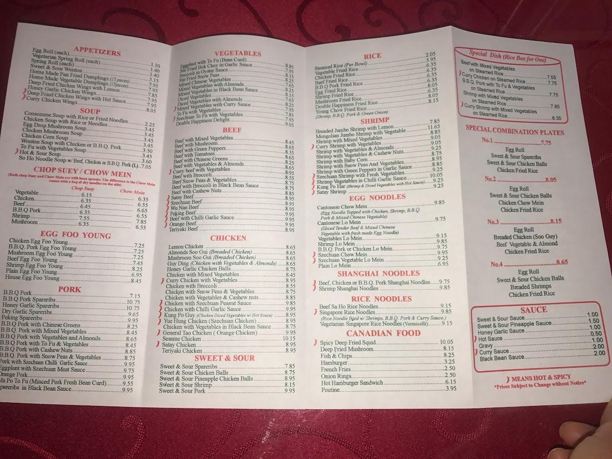 Menu at Double Happiness Restaurant, Acton