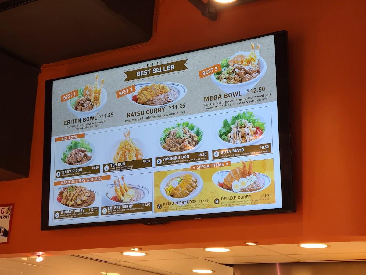 Menu at Ebi-Ten fast food, Vancouver