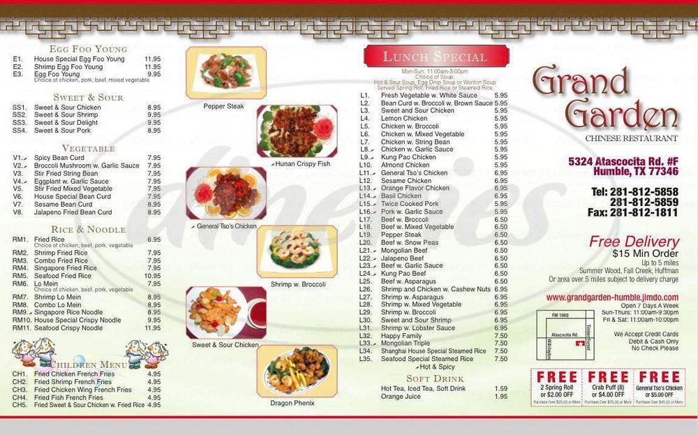 Menu at Grand Garden restaurant, Houston, Atascocita Road Suite F