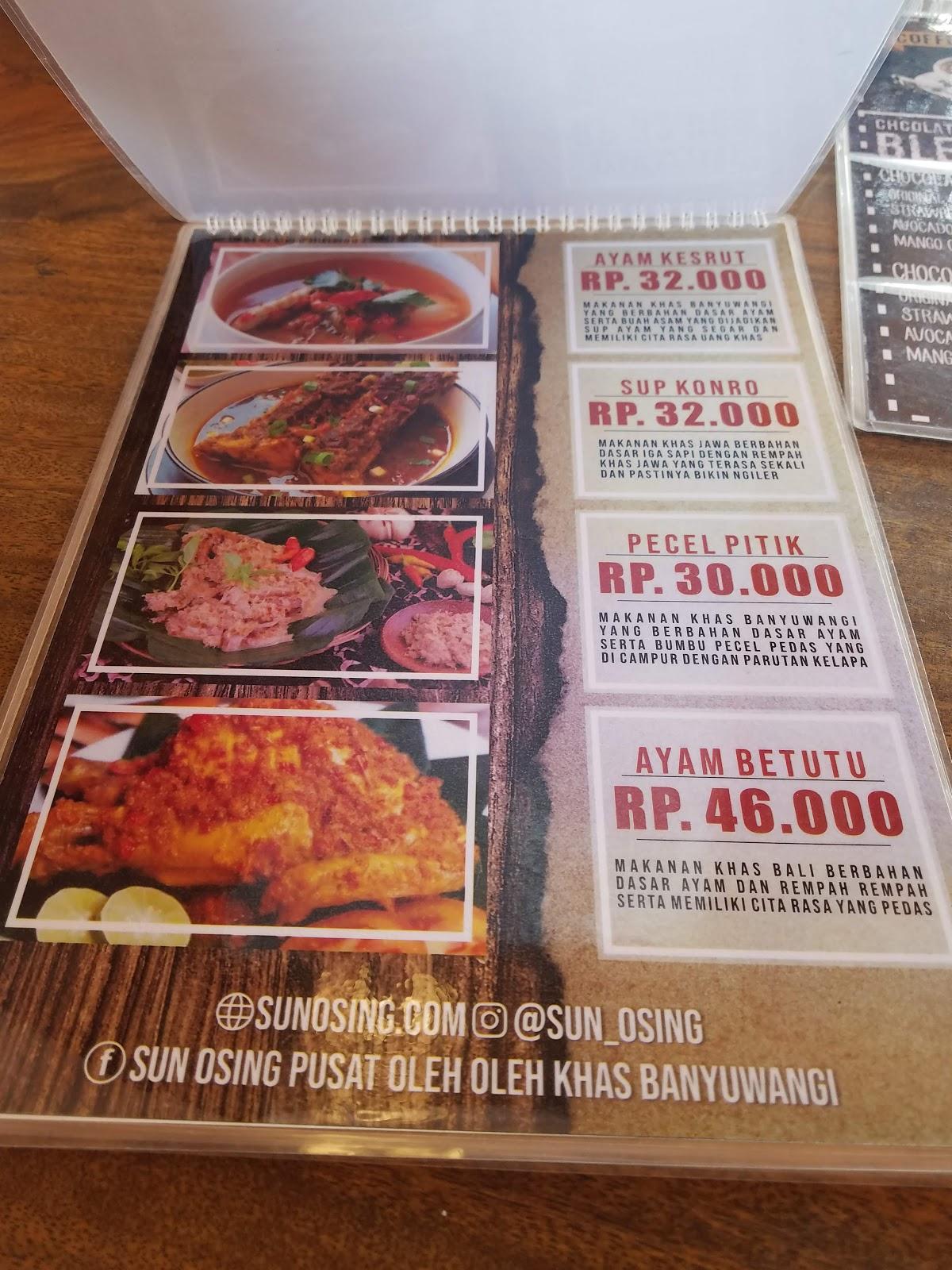 Menu at Sun Osing Ethnic Bandara Pusat Oleh-oleh dan Cafe & Resto ...