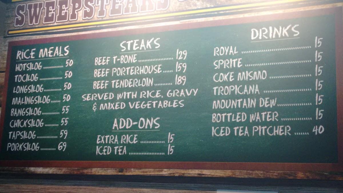 Menu at Sweepsteaks restaurant, Antipolo