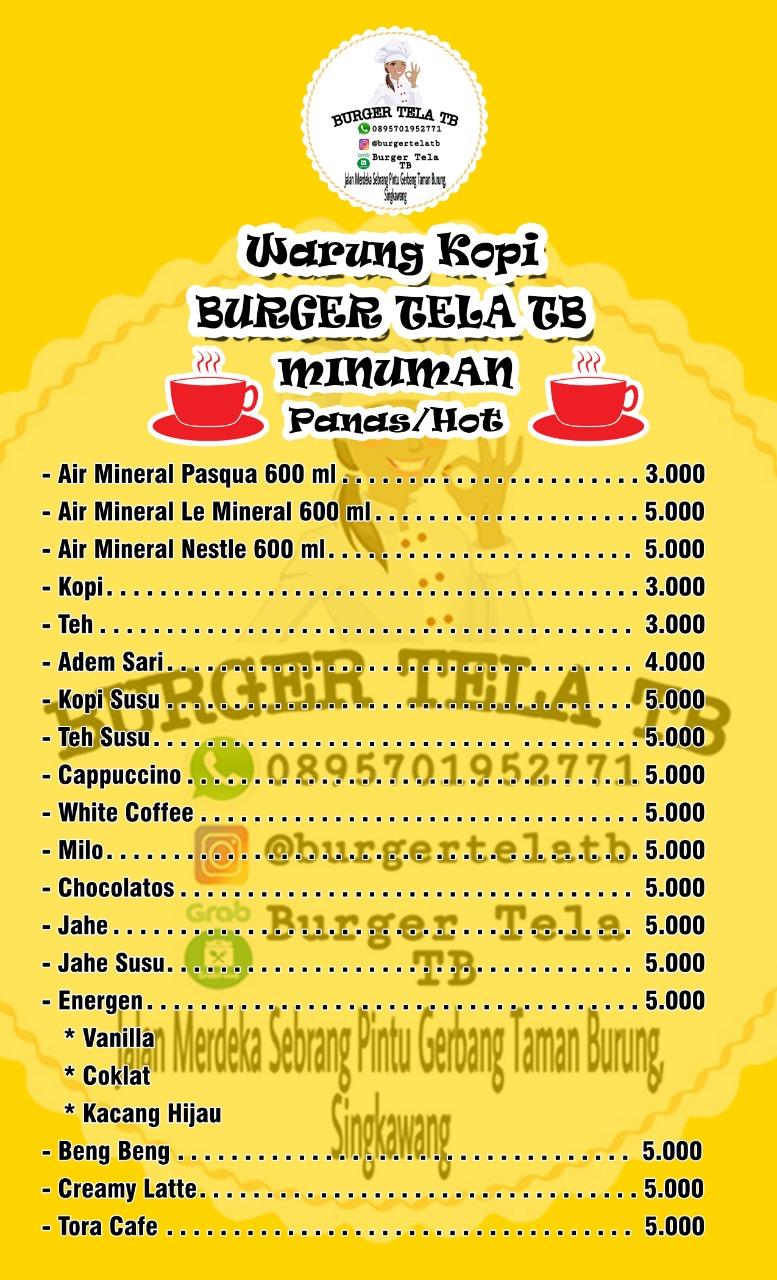 Menu at BURGER TELA TB cafe, Singkawang