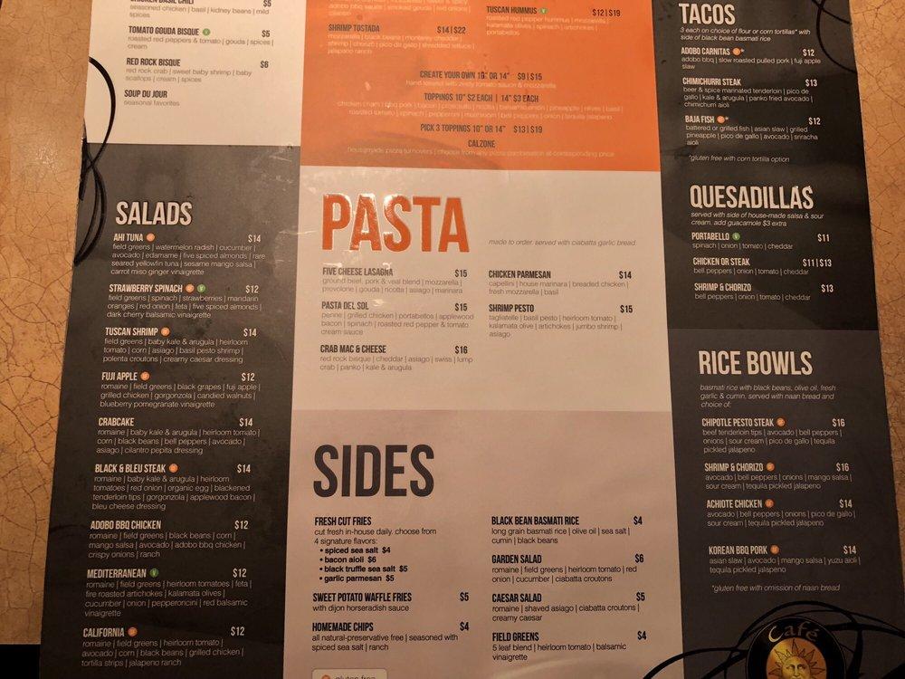 Menu at Cafe Del Sol, Hagerstown