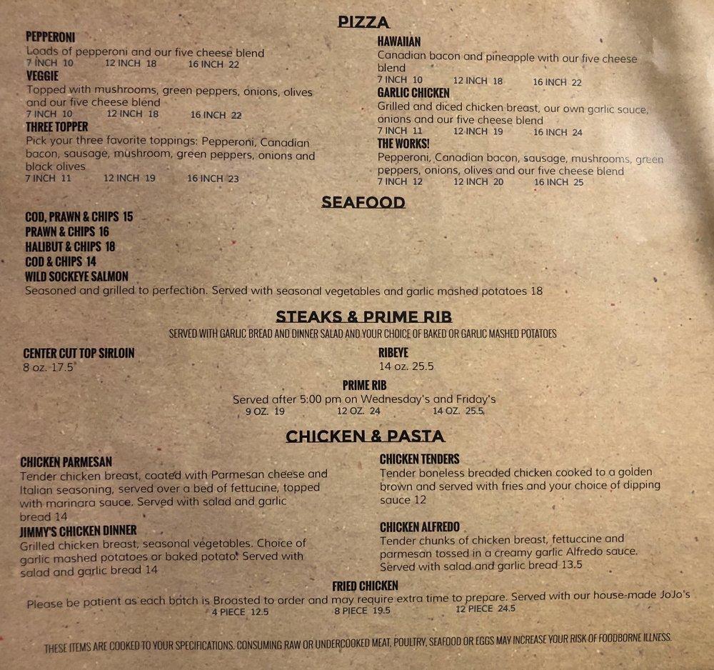 Menu at Dino's Pub, Renton