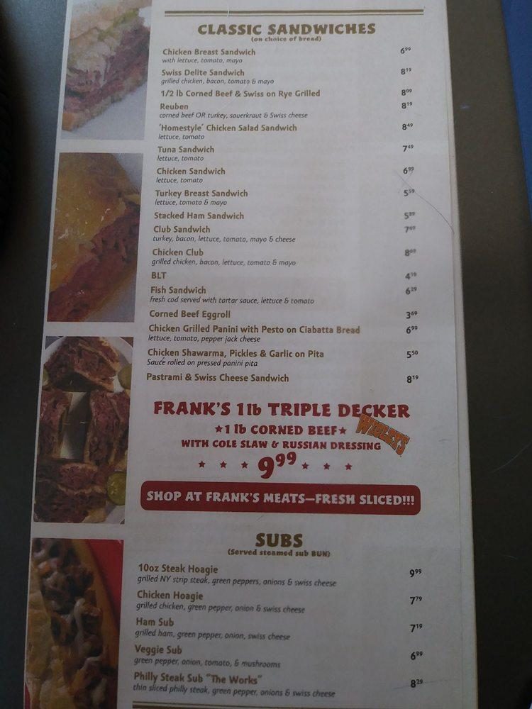 Menu at Frank's Deli & Grill restaurant, Detroit