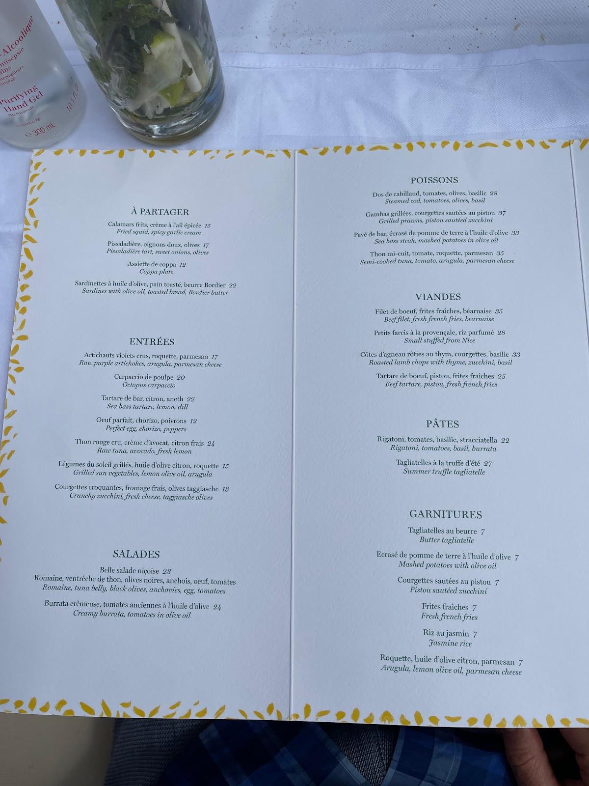 Menu au Perruche pub et bar, Paris