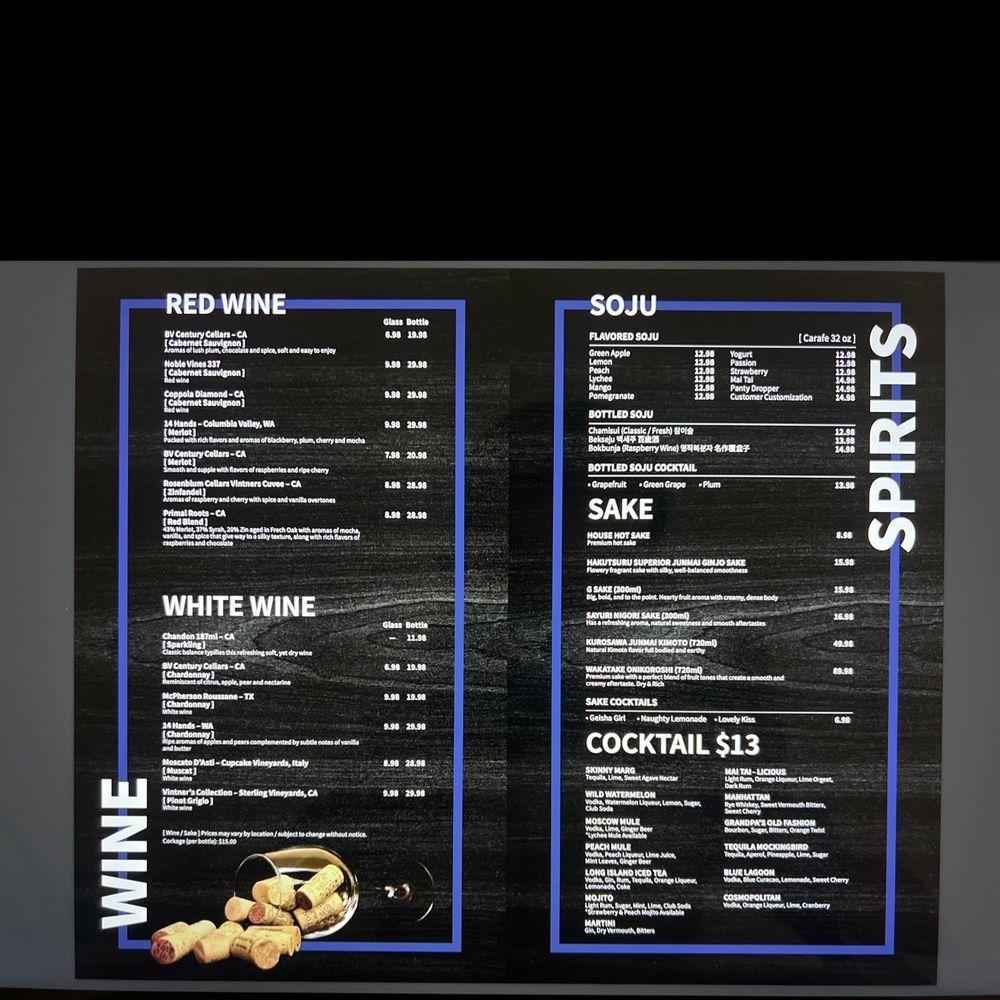 Menu at Gen Korean BBQ House, Frisco