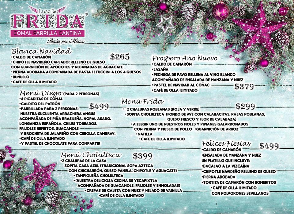 Carta del restaurante La Casa del Frida, Cholula, Avenida Miguel ...