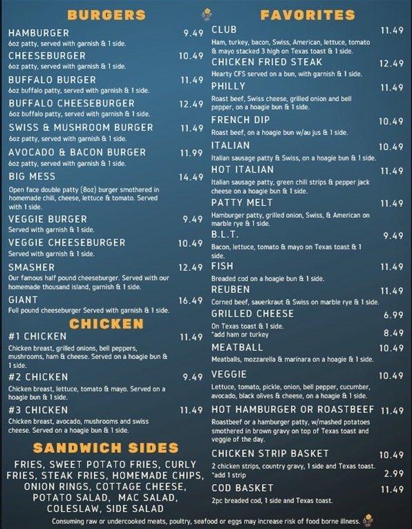 Menu at Two Sisters cafe, Florence