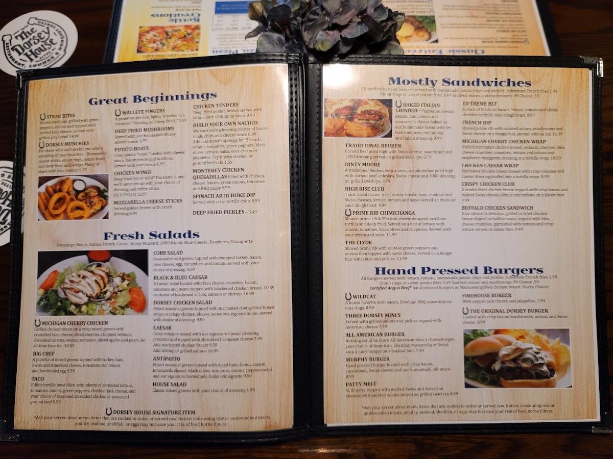 Menu at Dorsey House restaurant, USA