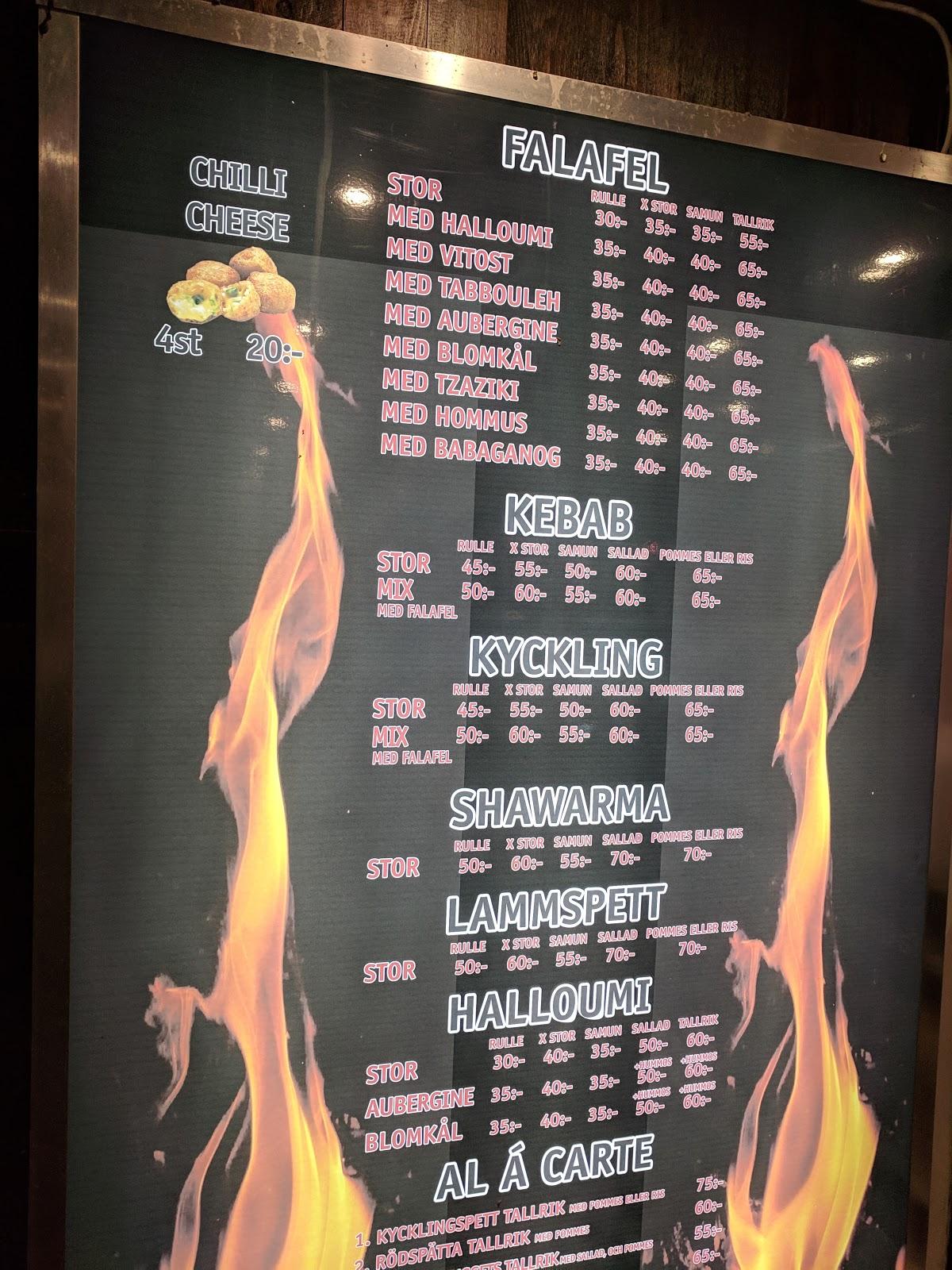 Menu at Friends Grill restaurant, Malmö