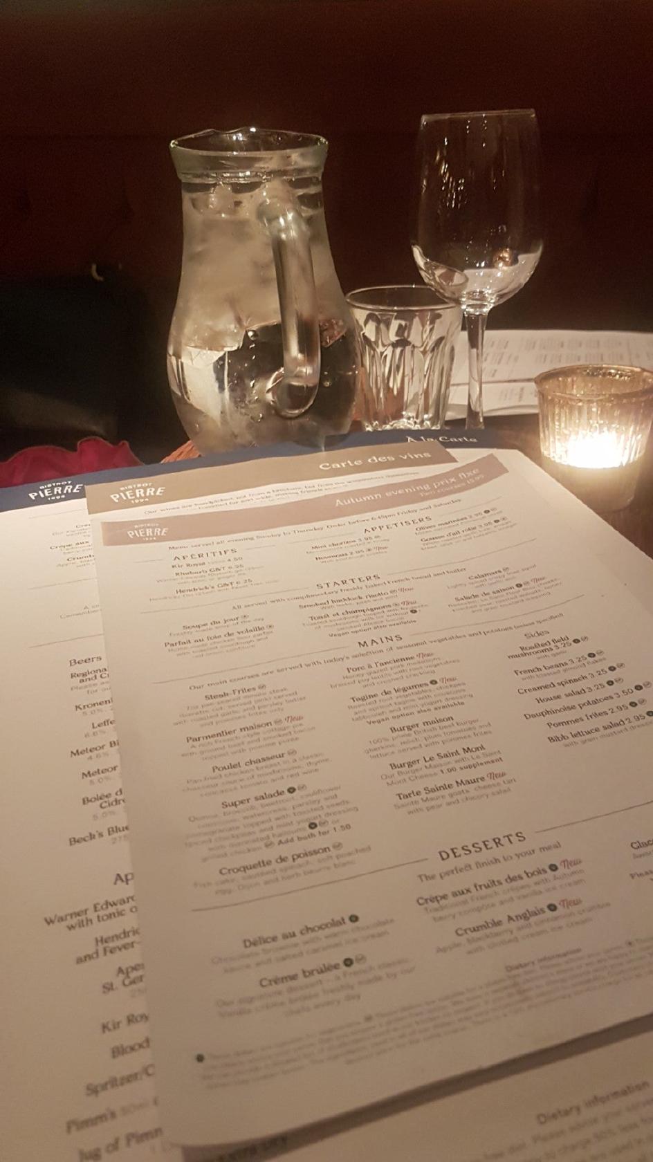 Menu at Bistrot Pierre restaurant, Southport