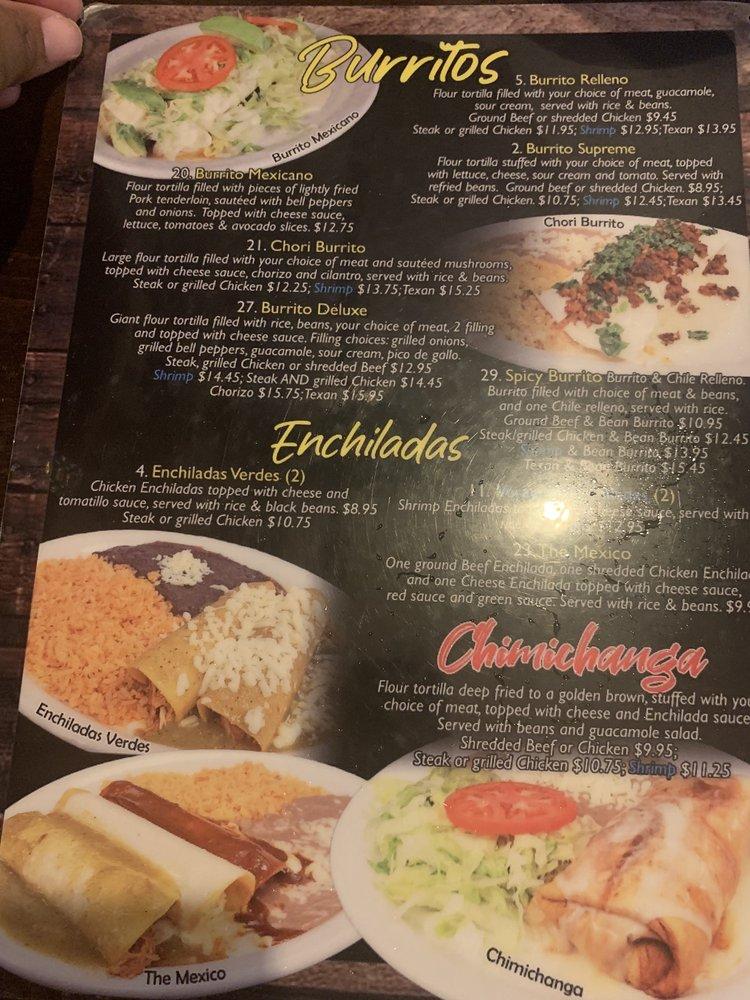 Menu at Las Mesas Mexican Grill restaurant, Calera