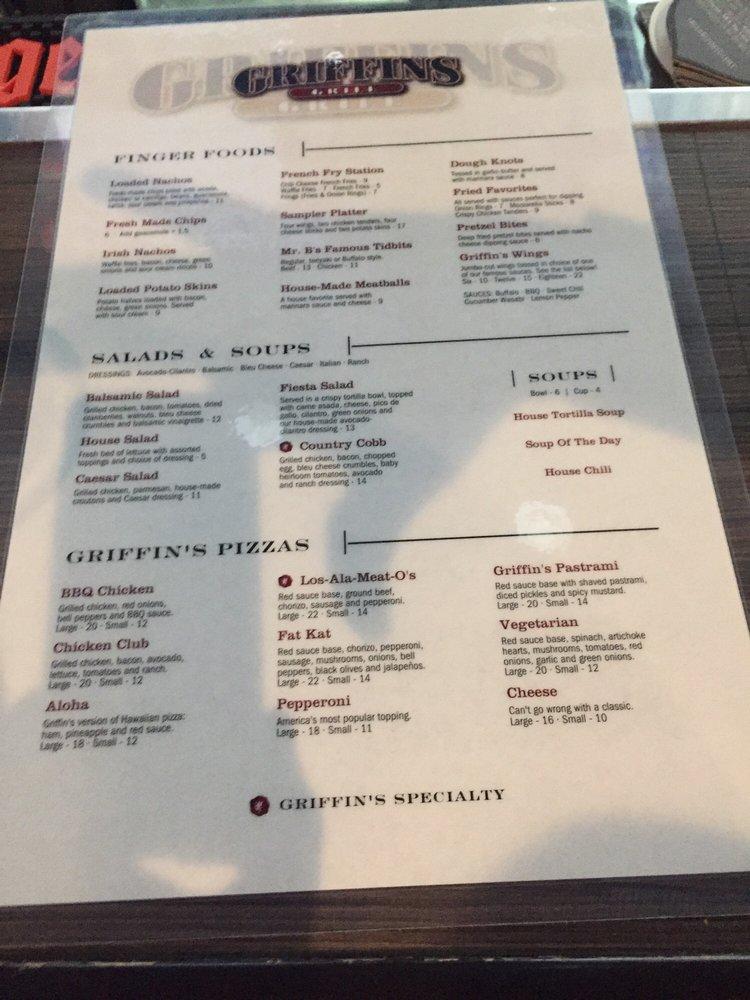 Menu at Griffins Grill pub & bar, Los Alamitos