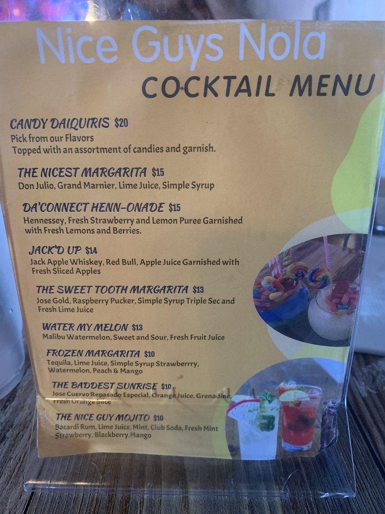 Menu at Nice Guys Nola pub & bar, New Orleans