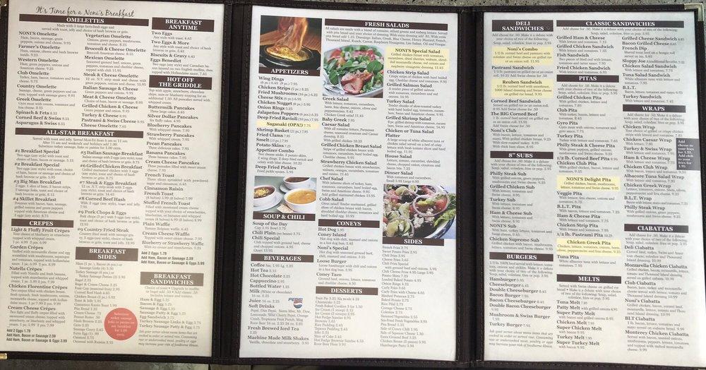 Menu at Noni's Grille of Troy restaurant, Troy