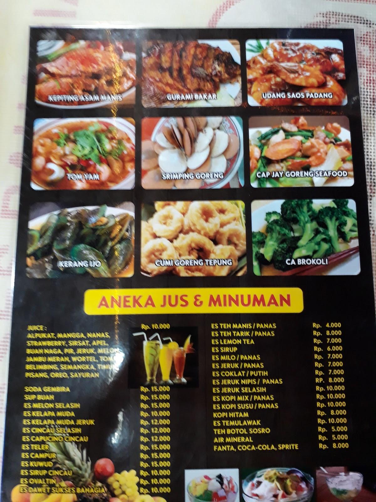 Menu at Seafood & Ikan Bakar "Sukses Bahagia" restaurant, Semarang