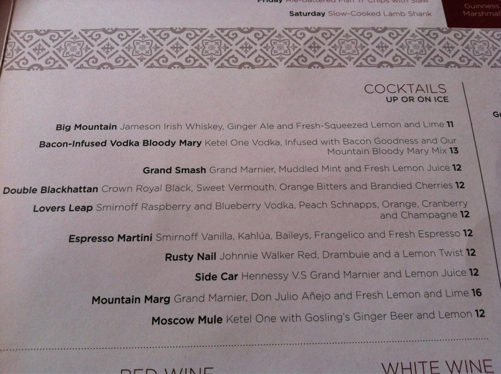 Menu at Tavern On The Square pub & bar, Vail