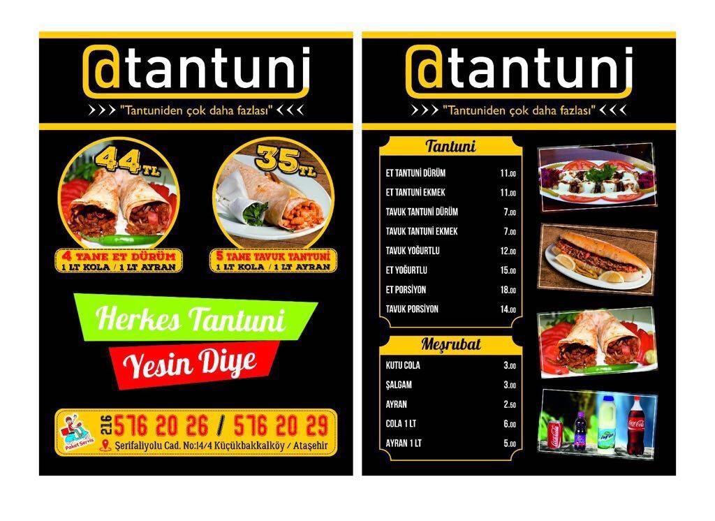 Menu at A Tantuni, Istanbul