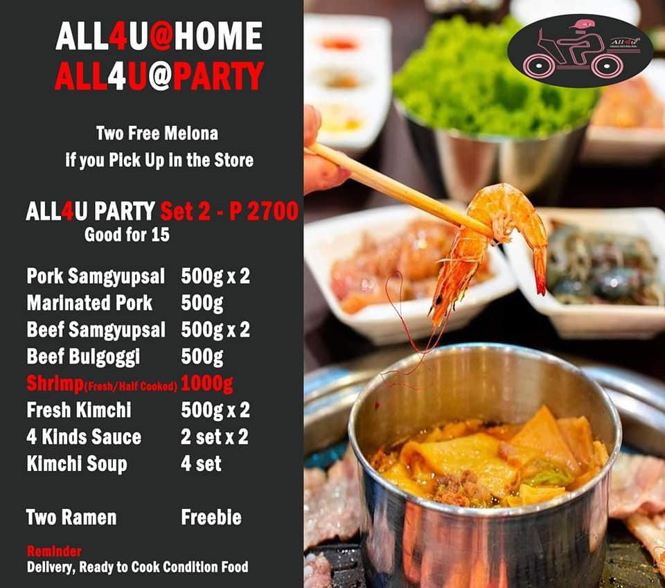 Carta de All4U Unlimited Korean Restaurant, San Juan