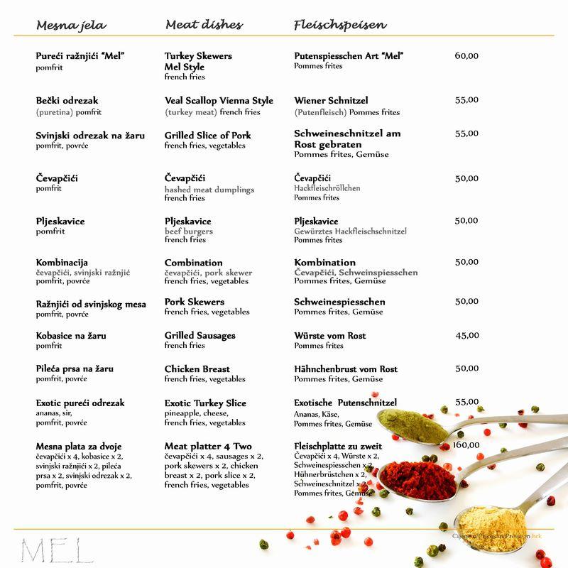 Menu at Beach Bar DEL MAR, Rab, Croatia - Rab - Kampor