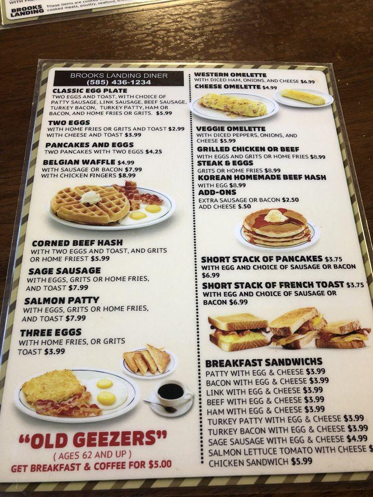 Menu at Brooks Landing Diner, Rochester