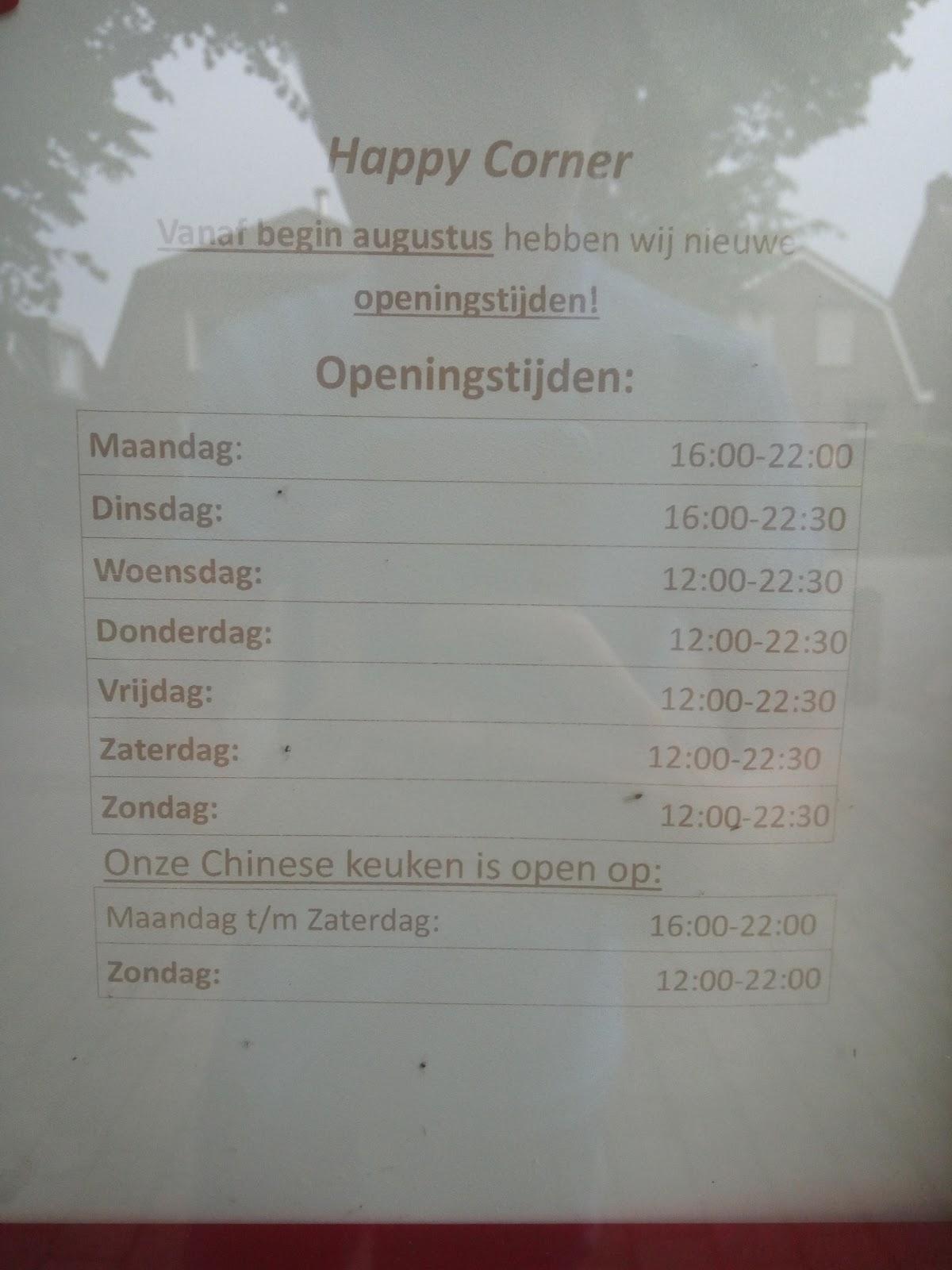 Menu at Happy Corner, Oss