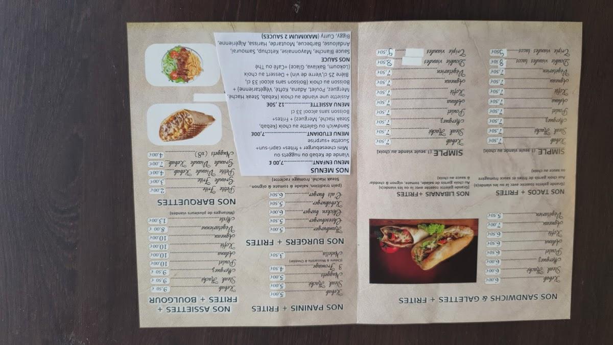 Menu au Restaurant chez ali, Pipriac
