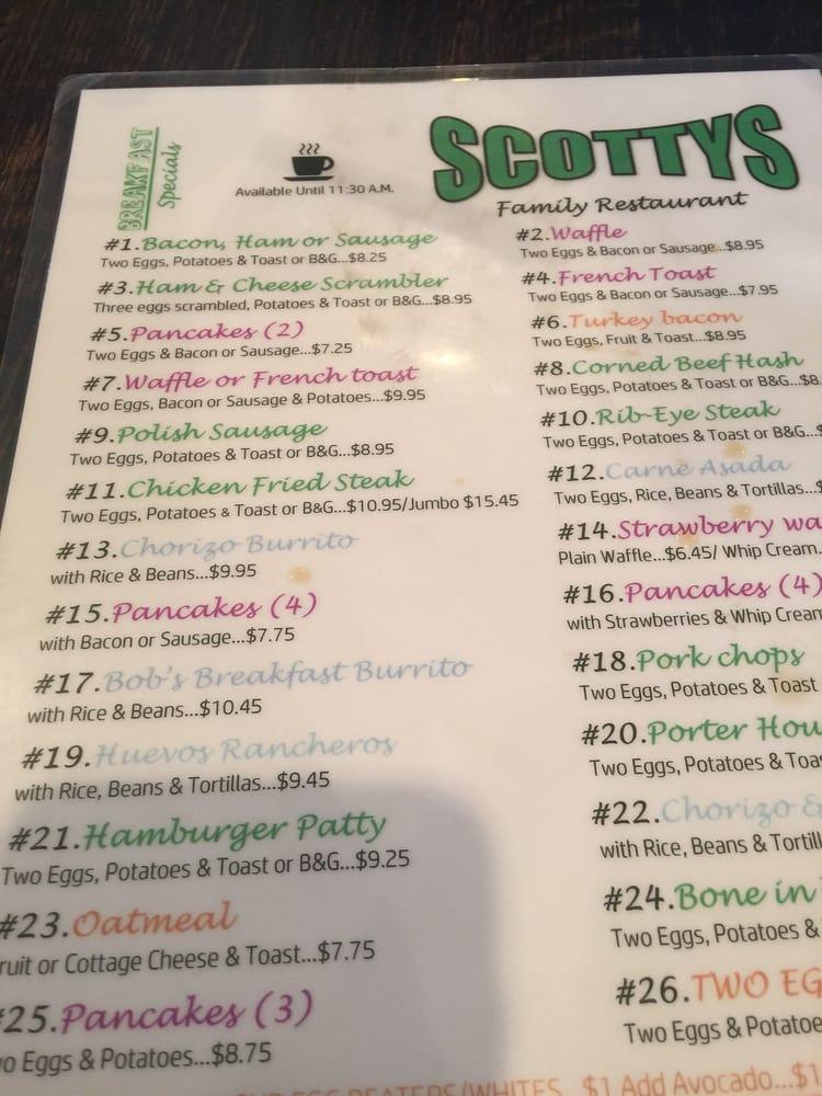 Menu at Scotty's Family Restaurant, Whittier, Whittier Blvd