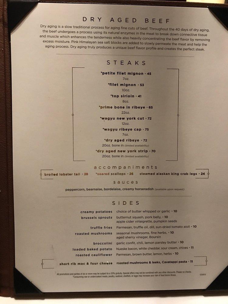 Menu at Edge Steakhouse, Las Vegas