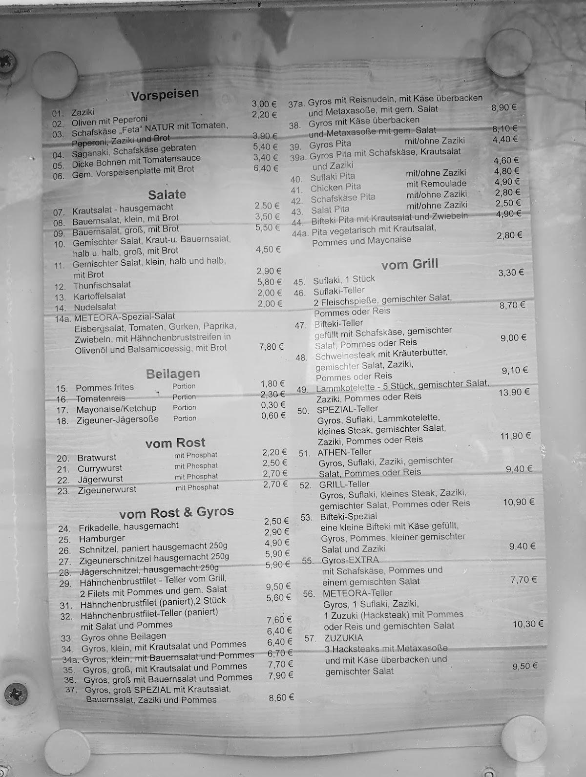 Speisekarte von Meteora restaurant, Bielefeld
