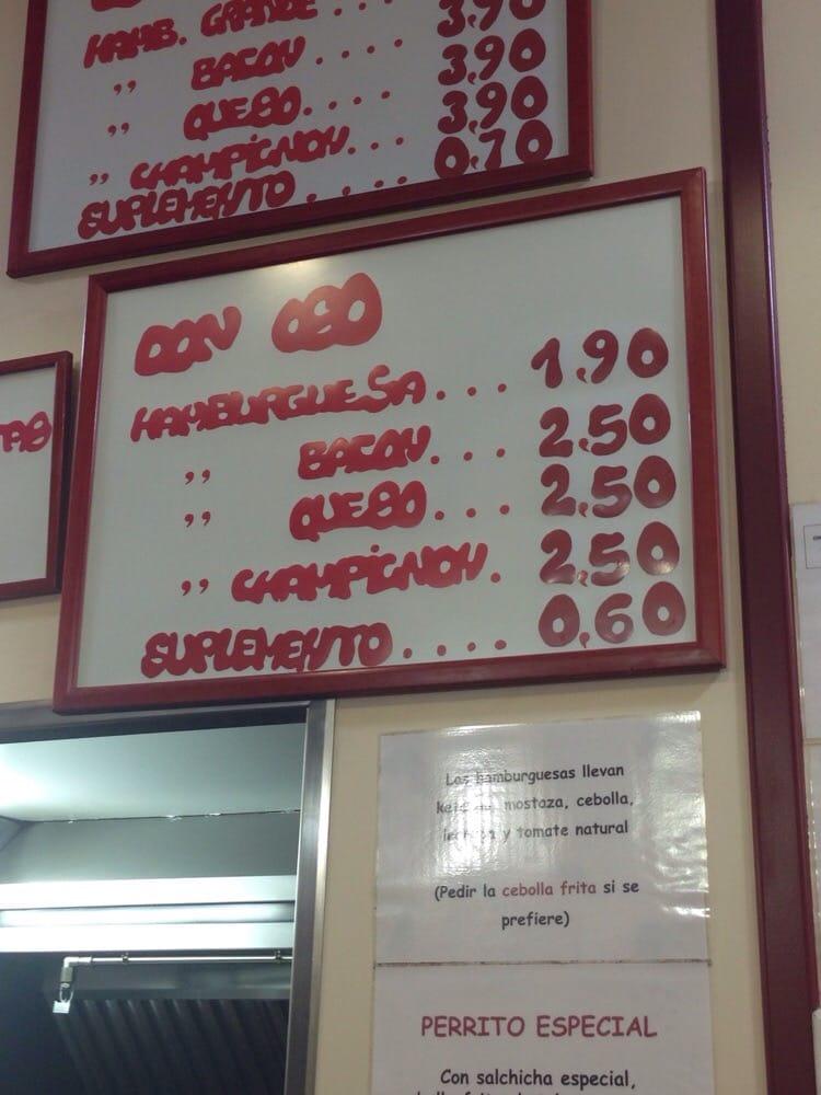 Carta del restaurante Hamburguesería Don Oso, Madrid, Calle Donoso ...