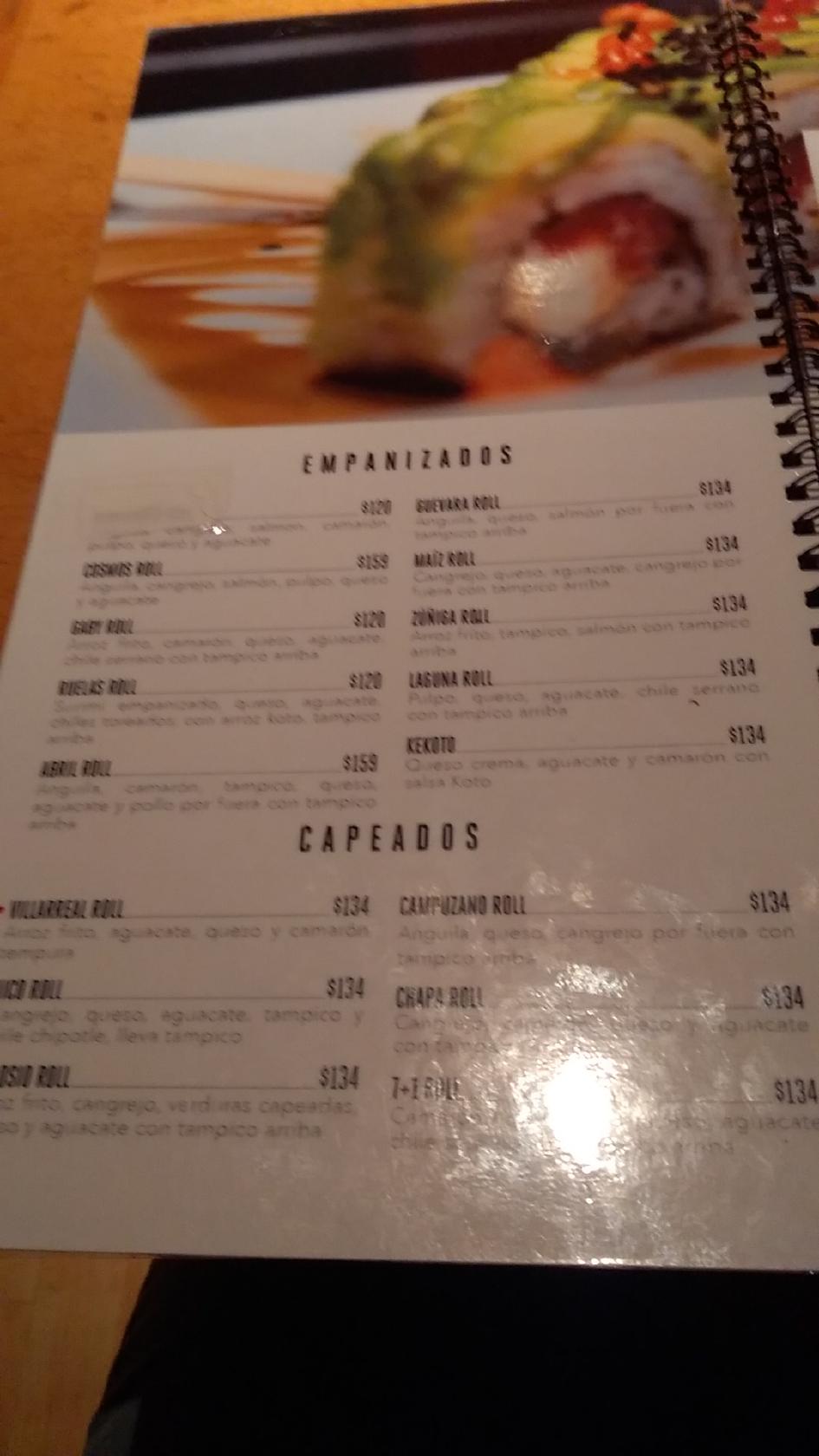 Carta de Koto Sushi Bar, Nuevo Laredo, Av. Reforma 3934