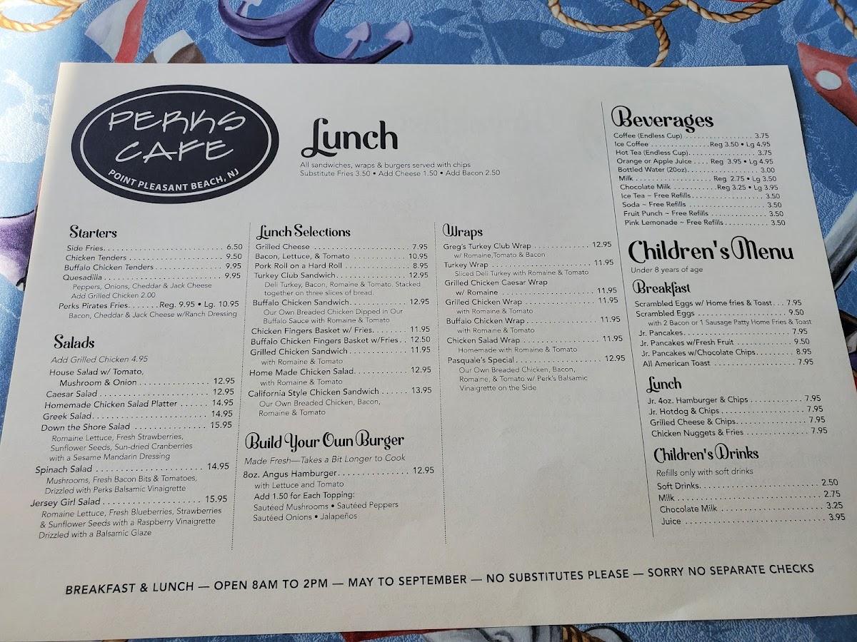 Menu at Perks Cafe, Point Pleasant Beach, 303 Ocean Ave N