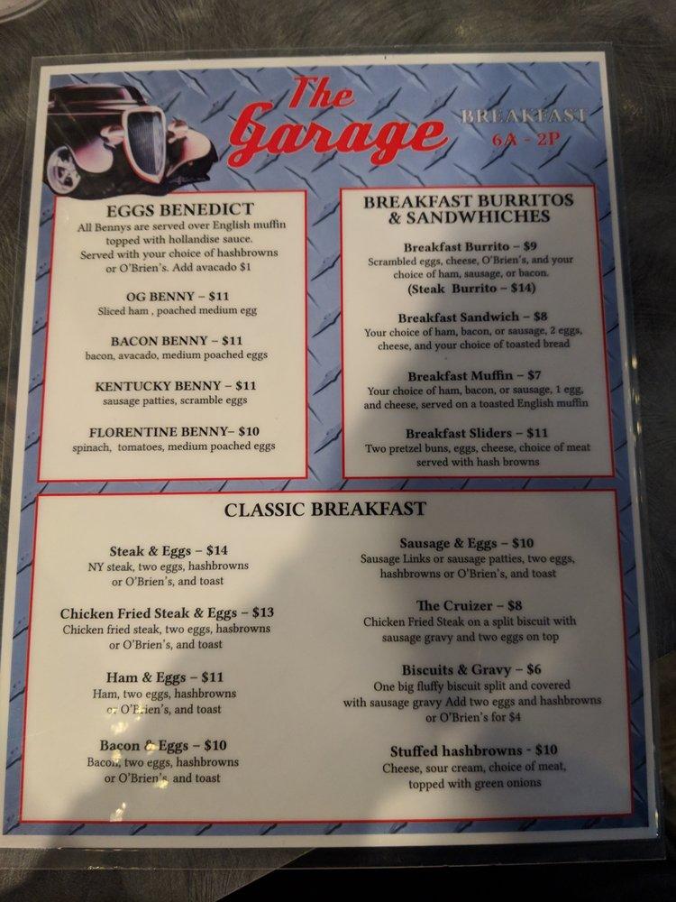 Menu at The Garage Bar & Grill, Bremerton, Kitsap Way