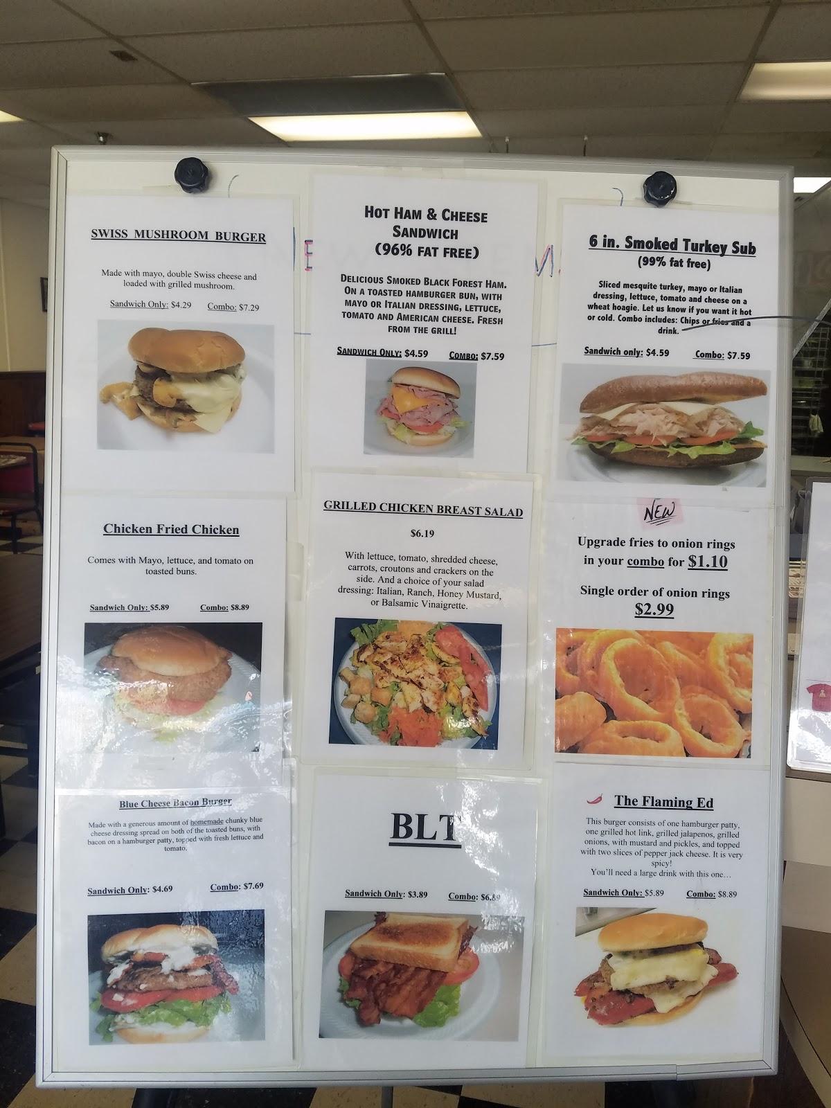 Menu at Big Ed's Hamburgers restaurant, Oklahoma City, N Pennsylvania Ave