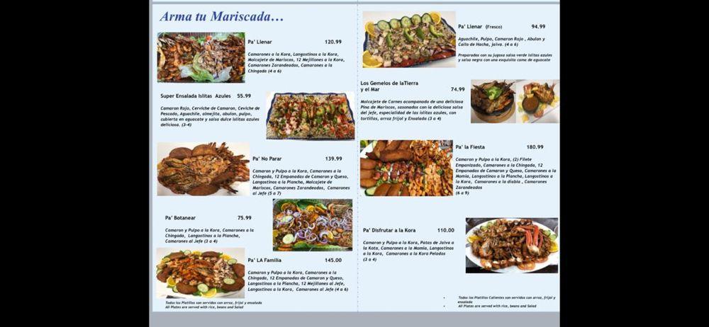 Menu at Las Islitas Azules Marysville restaurant, Linda