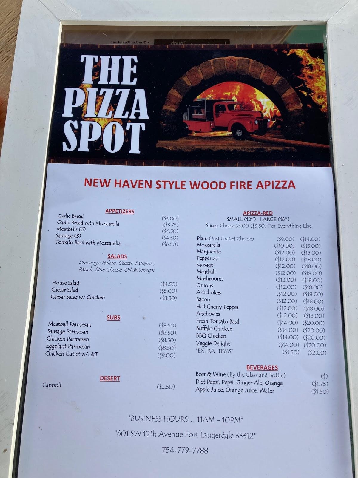 Menu at The pizza spot pizzeria, Fort Lauderdale