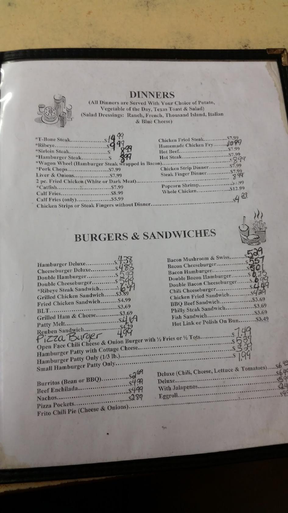 Menu at HI-De-Ho Cafe, Watonga, OK-33