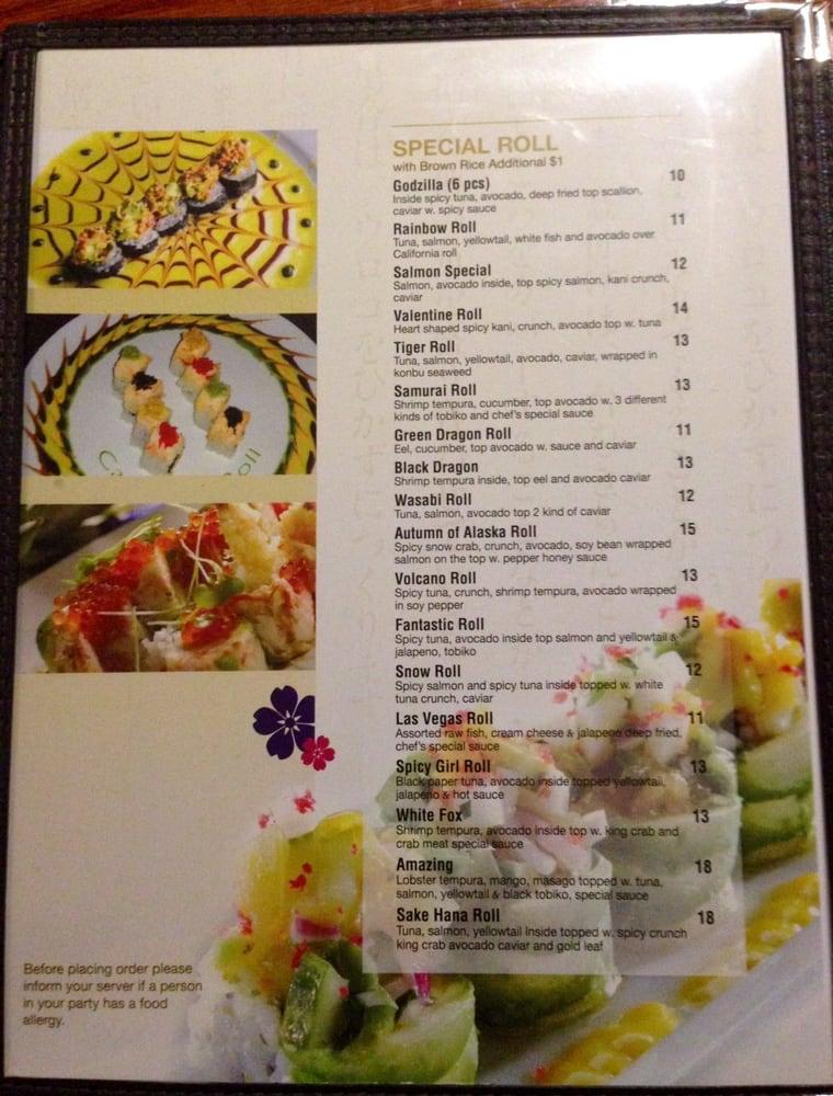 Menu at Sake Hana Asian Cuisine and Sushi Bar, Westborough