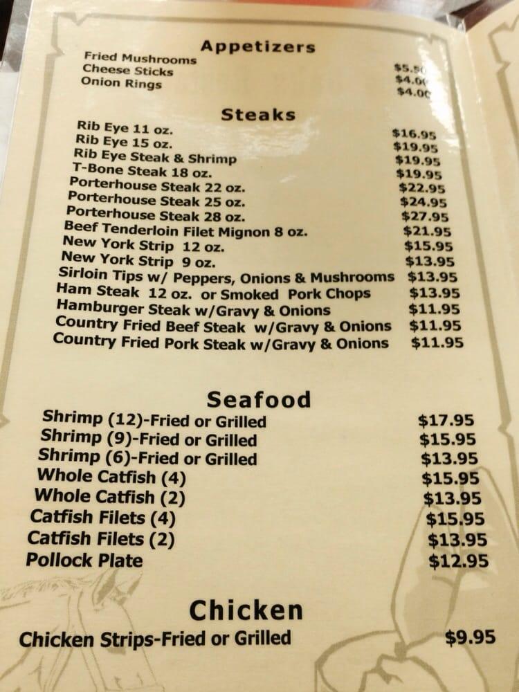 Menu at The Oaks Restaurant, Marianna