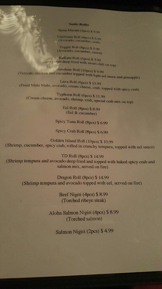 Menu at Hula Hawaiian Kitchen restaurant, Springfield
