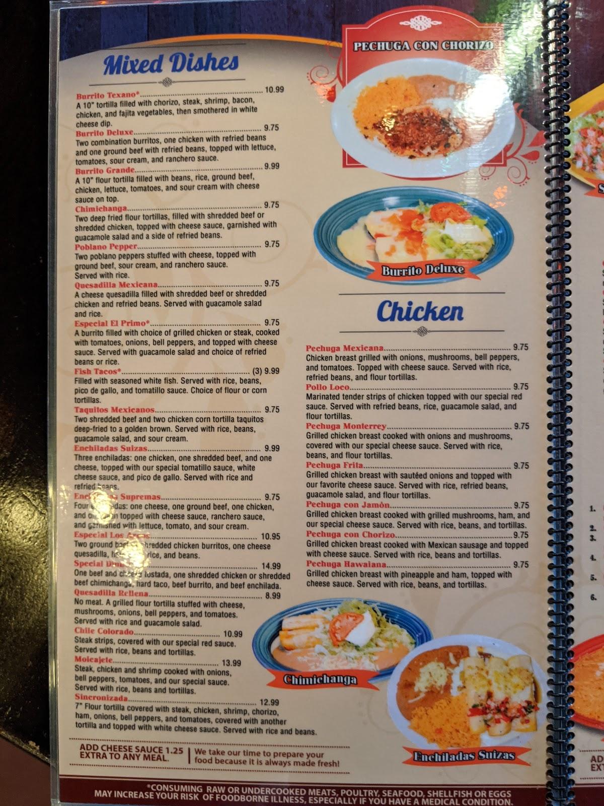Menu at LOS ARCOSS MEXICAN RESTAURANT, Gardendale