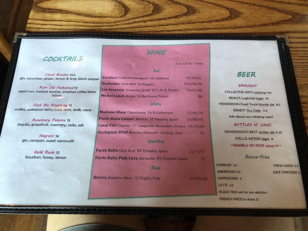 Menu at Fat Pasha restaurant, Toronto, 414 Dupont St
