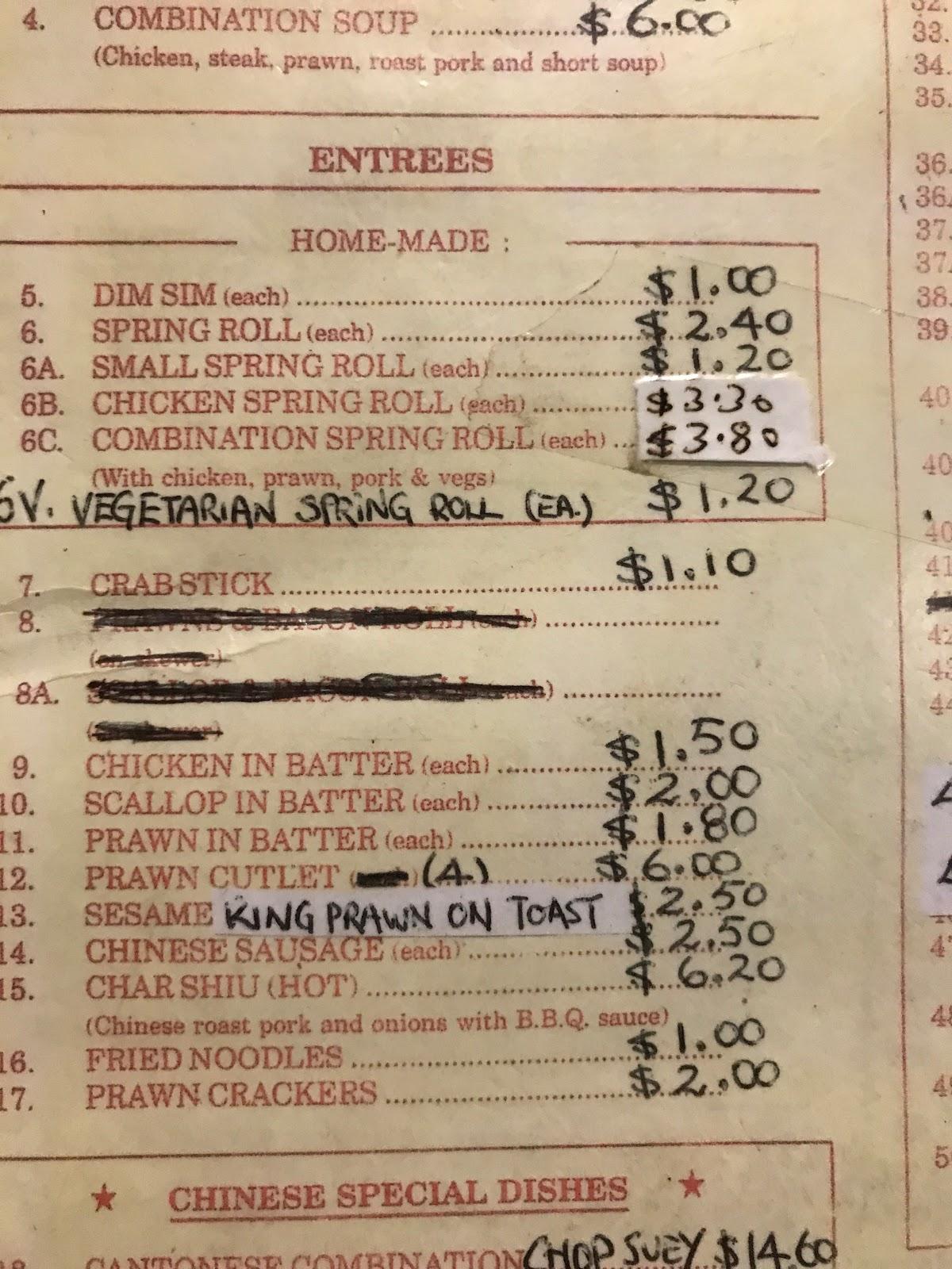Menu at Hong Kong City Chinese Restaurant, Wendouree