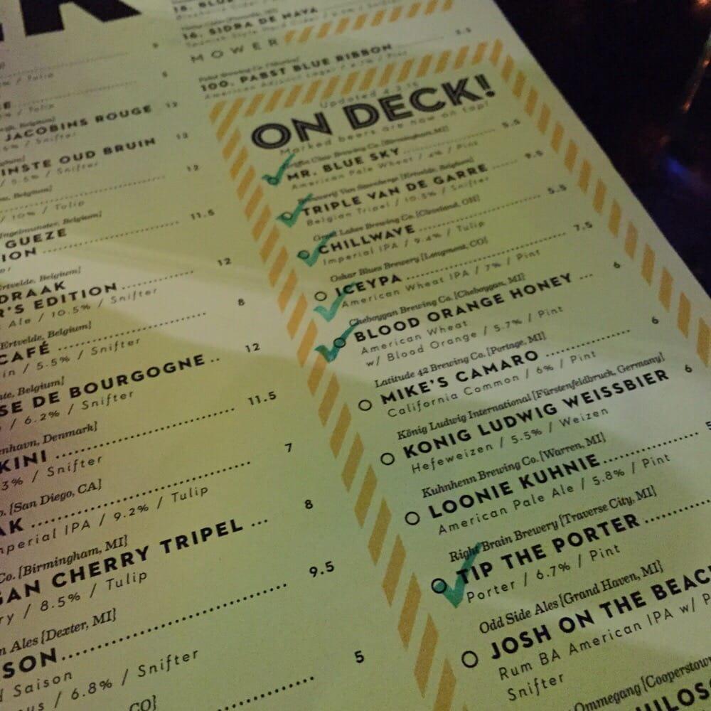 Menu at HopCat pub & bar, Detroit, Woodward Ave
