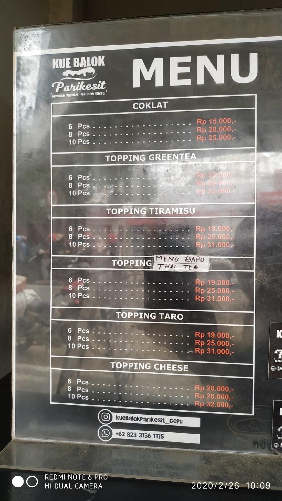 Menu at Kue Balok Parikesit Cepu cafe, Balun