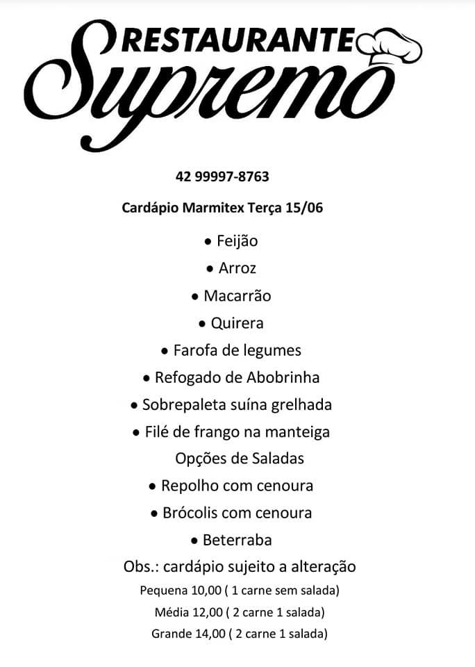 Menu at Restaurante Supremo, Castro
